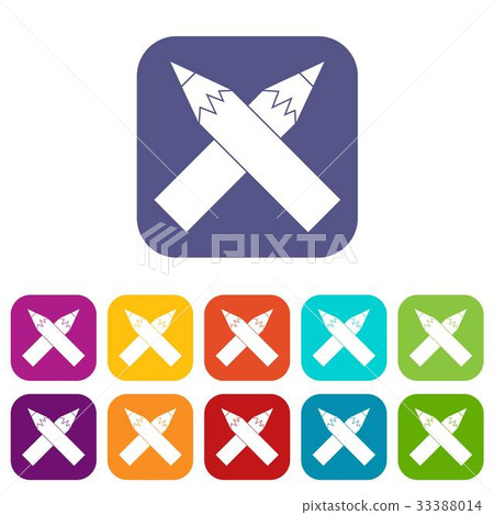 Two crossed pencils icons set - Stock Illustration [33388014] - PIXTA