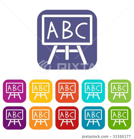 Chalkboard with the leters ABC icons set - Stock Illustration [33388177 ...