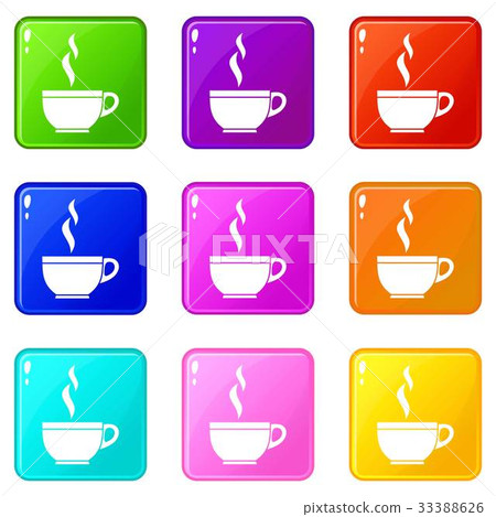 Glass cup of tea icons 9 set - Stock Illustration [33388626] - PIXTA