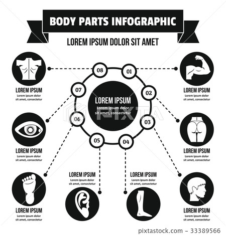 Body parts infographic concept, simple style - Stock Illustration ...
