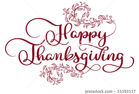 Happy Thanksgiving red text with vintage - Stock Illustration [33393537 ...