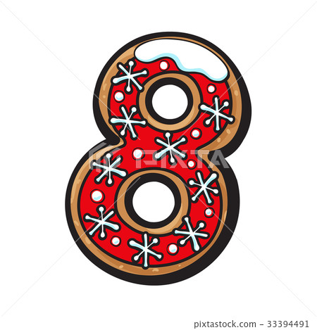 Christmas gingerbread cookie - eight, 8 number - Stock Illustration ...