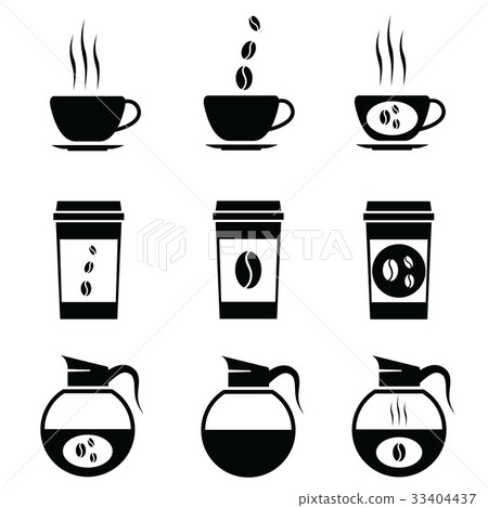 Vector black coffee icons set - Stock Illustration [33404437] - PIXTA