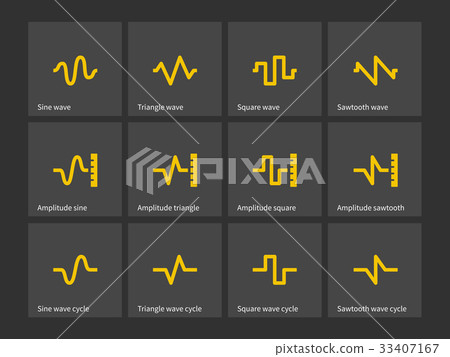 Sine, Triangle, Square, Sawtooth wave types icons. - Stock Illustration ...