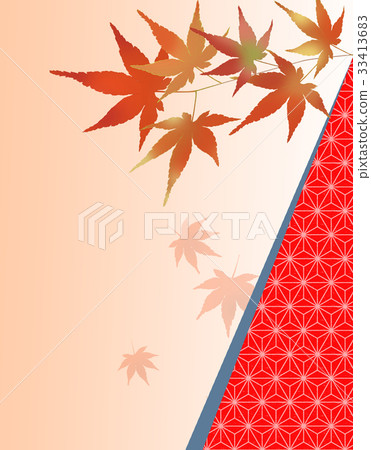 Autumn leaves Japanese-style Japanese pattern... - Stock Illustration ...