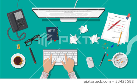 Writer or journalist workplace. - Stock Illustration [33425598] - PIXTA