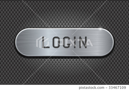 Metal button LOGIN. Brushed steel oval plate on - Stock Illustration ...