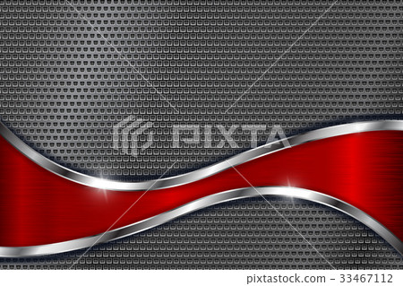 Metal background with red wave - Stock Illustration [33467112] - PIXTA