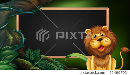 Border template with lion in the wild - Stock Illustration [33469703 ...