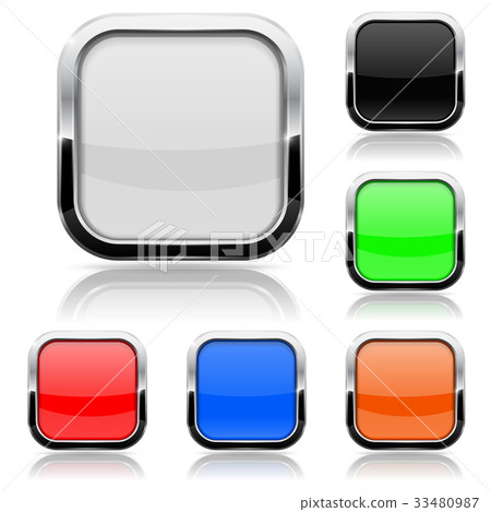 Square button. Web icon with metal frame - Stock Illustration [33480987 ...