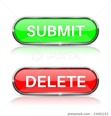 Submit and Delete active buttons. Shiny green and - Stock Illustration ...