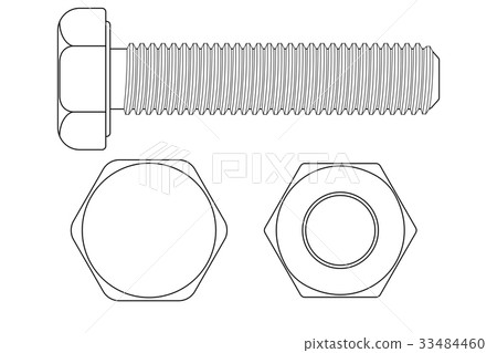 Bolt screw. Outline drawing-插圖素材 [33484460] - PIXTA圖庫