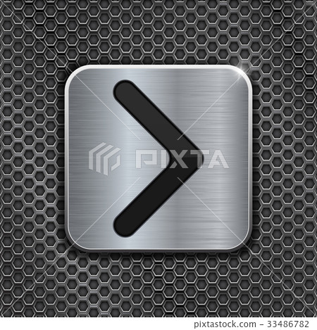 Metal square NEXT button on perforated background - Stock Illustration ...