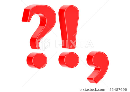 Red punctuation marks, 3D rendering - Stock Illustration [33487696] - PIXTA