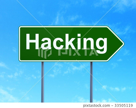Protection concept: Hacking on road sign - Stock Illustration [33505119 ...