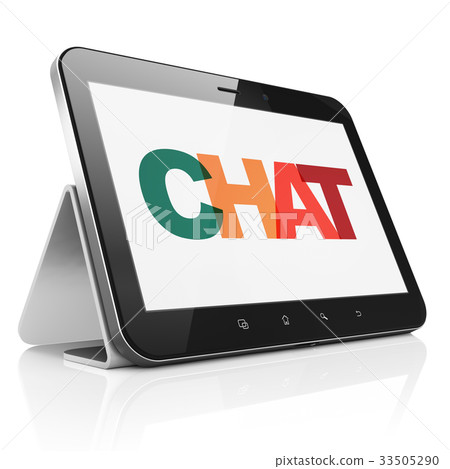 Web design concept: Tablet Computer with Chat on - Stock Illustration ...
