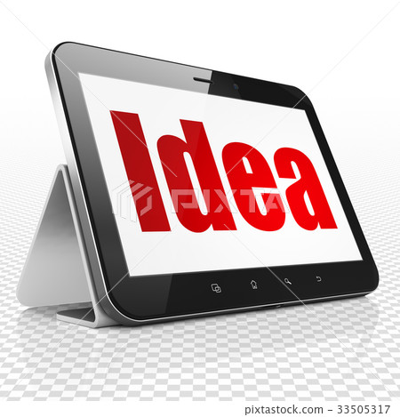 Advertising concept: Tablet Computer with Idea on - Stock Illustration ...