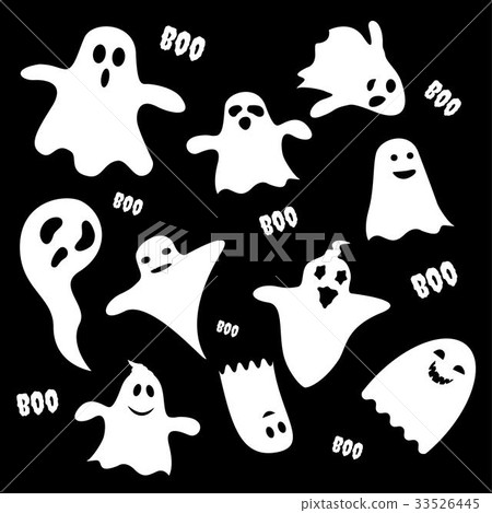 Set of scary white ghost characters , Halloween - Stock Illustration ...