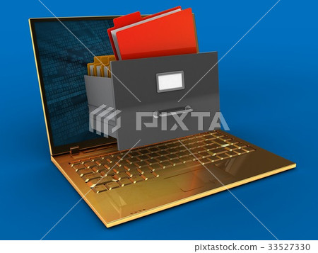 3d illustration of golden computer - Stock Illustration [33527330] - PIXTA