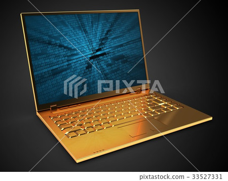 3d illustration of golden computer - Stock Illustration [33527331] - PIXTA