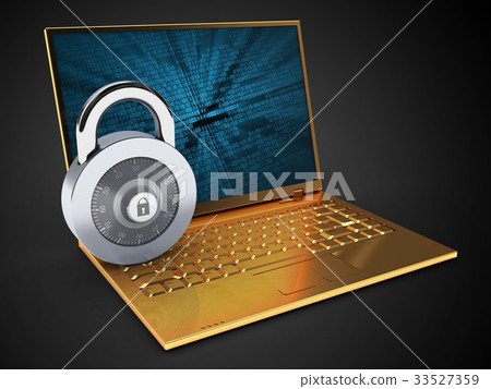 3d illustration of golden computer - Stock Illustration [33527359] - PIXTA