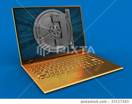 3d illustration of golden computer - Stock Illustration [33527383] - PIXTA