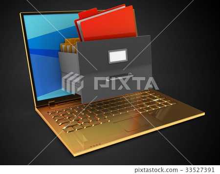 3d illustration of golden computer - Stock Illustration [33527391] - PIXTA