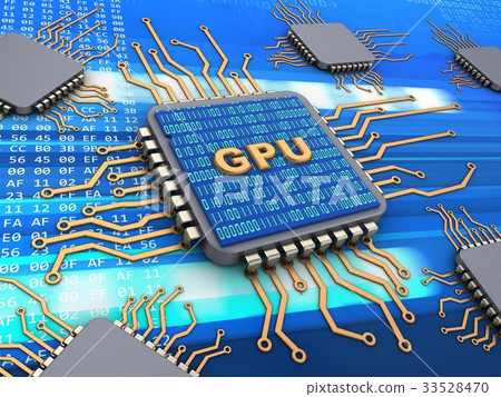 3d illustration of computer chips with gpu sign - Stock Illustration ...