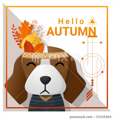 Hello autumn background with happy dog - Stock Illustration [33545904 ...