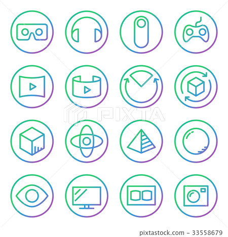 Gradient Rounded Line icons for Virtual Reality - Stock Illustration ...