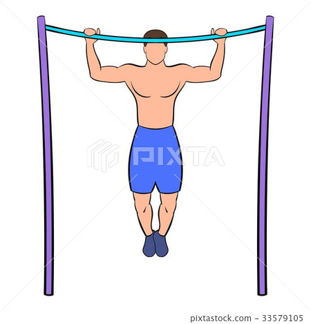 Man pulling up on horizontal bar icon cartoon - Stock Illustration ...