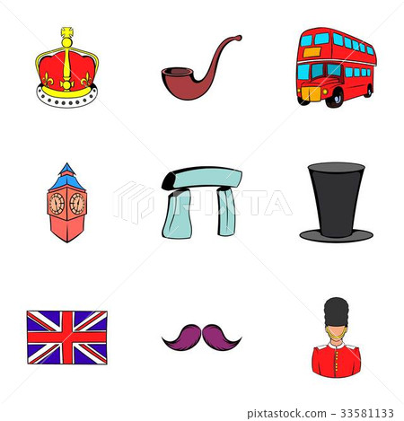United Kingdom icons set, cartoon style - Stock Illustration [33581133 ...