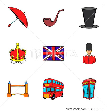 British kingdom icons set, cartoon style - Stock Illustration [33581136 ...