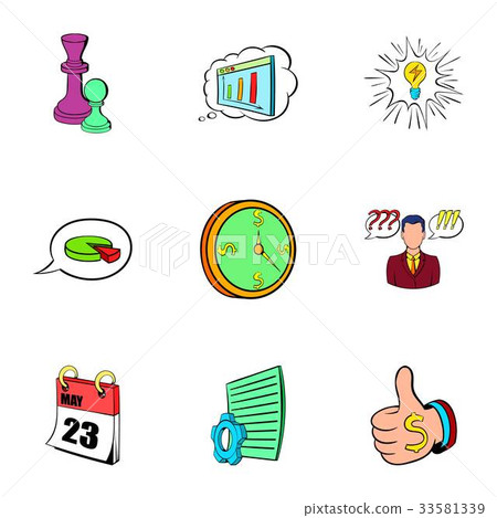 Office work icons set, cartoon style - Stock Illustration [33581339 ...