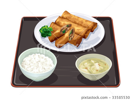 Spring roll set meal - Stock Illustration [33585530] - PIXTA