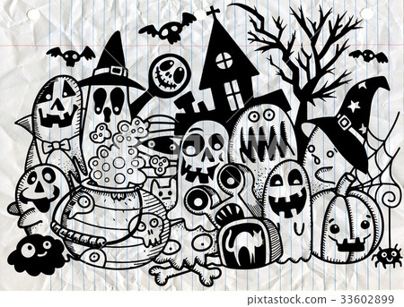 hand-drawn Halloween doodles - Stock Illustration [33602899] - PIXTA