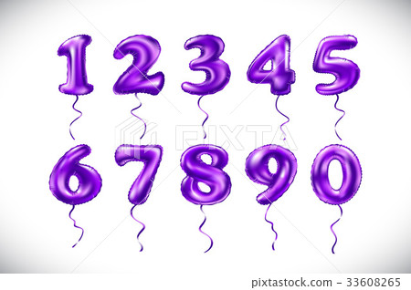 vector violet number 1 2 3 4 5 6 7 8 9 0 metalic - Stock Illustration ...