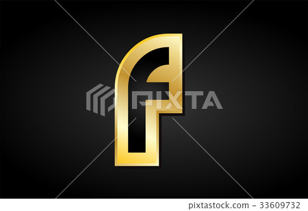 F gold golden letter logo icon design - Stock Illustration [33609732 ...