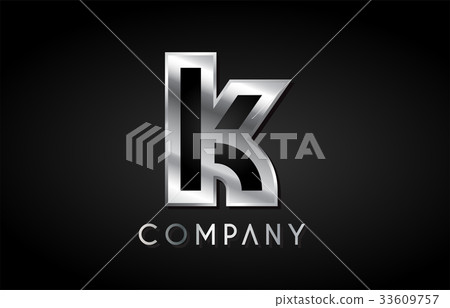 k silver metal alphabet letter icon design - Stock Illustration ...
