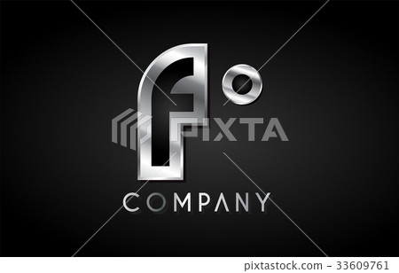 f silver metal alphabet letter icon design - Stock Illustration ...