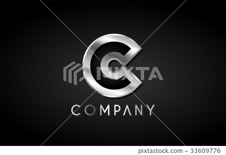 c silver metal alphabet letter icon design - Stock Illustration ...