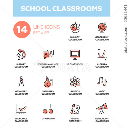 School classrooms - modern simple icons - Stock Illustration [33621441 ...