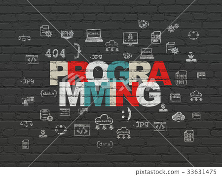 Software concept: Programming on wall background - Stock Illustration ...