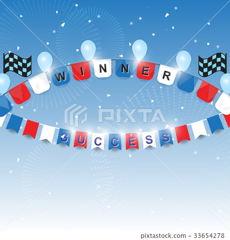 Winner and success flags with confetti - Stock Illustration [33654278 ...