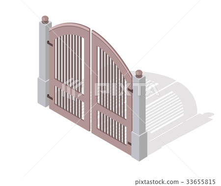 Metal Gate Vector Icon In Isometric Projection - Stock Illustration ...