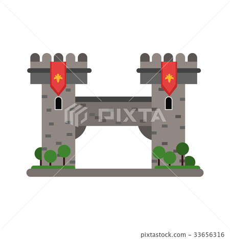 Ancient stone bridge, medieval architecture - Stock Illustration ...