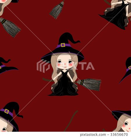 Halloween Background - Witch Girl on Bloom. Vector - Stock Illustration ...