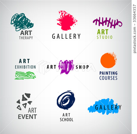 Vector set of art logos. Gallery, art school - Stock Illustration ...