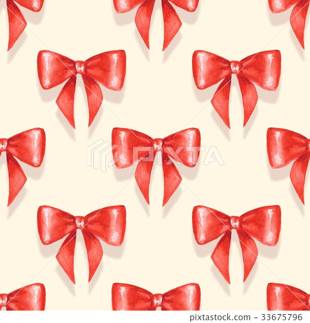 Seamless pattern with watercolor red bow - Stock Illustration [33675796 ...