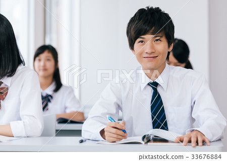 Teens junior high school students learning image - Stock Photo ...